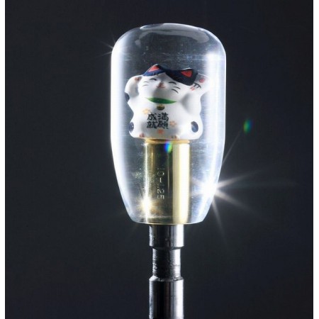 Clear Black JDM Maneki Neko Lucky Cat Shift Knob / Gear Knob - 12x1.25 ...
